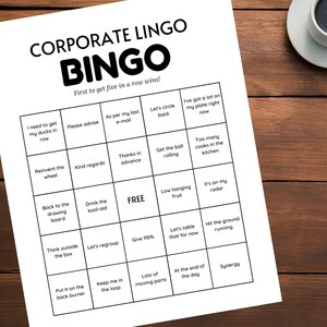 Corporate Lingo Bingo Work Bingo Networking Bingo Workplace Bingo Work ...