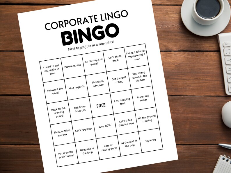 Corporate Lingo Bingo Work Bingo Networking Bingo Workplace - Etsy