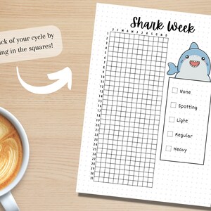 Shark Week Period Tracker PRINTABLE Journal Page Planner Page Ovulation ...