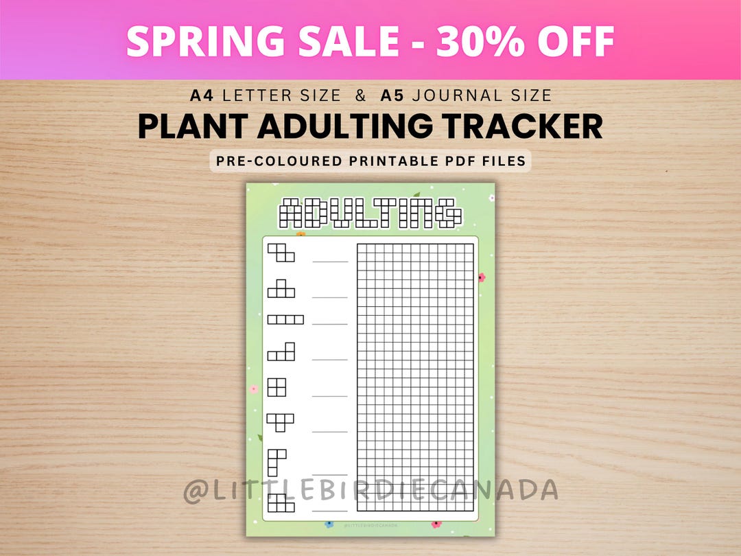 Plant Adulting Tracker - PRINTABLE Journal Page - Colored Journal Page ...