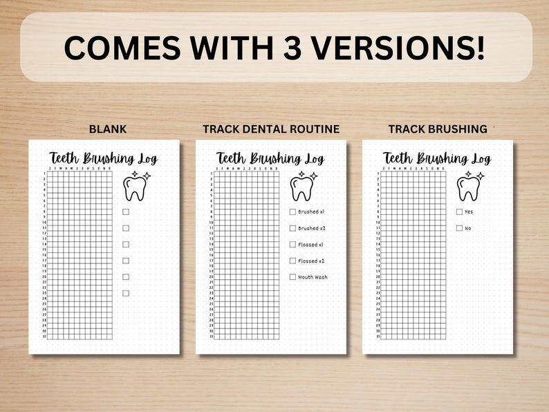Teeth Brushing Tracker - PRINTABLE Journal Page - Kids Teeth Brushing ...