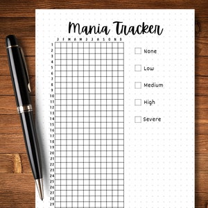 Mania Tracker PRINTABLE Journal Page Mental Health Journal Health ...