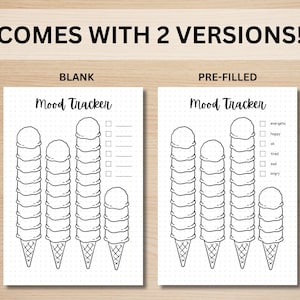 Ice Cream Mood Tracker - PRINTABLE Journal Page - Planner Page ...