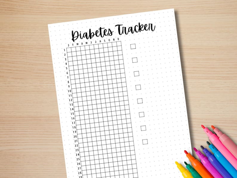Diabetes Tracker - PRINTABLE Journal Page - Track Diabetes - Blood ...
