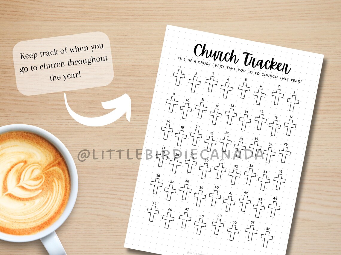 Church Tracker - PRINTABLE Journal Page - Track Church - Bible Study ...