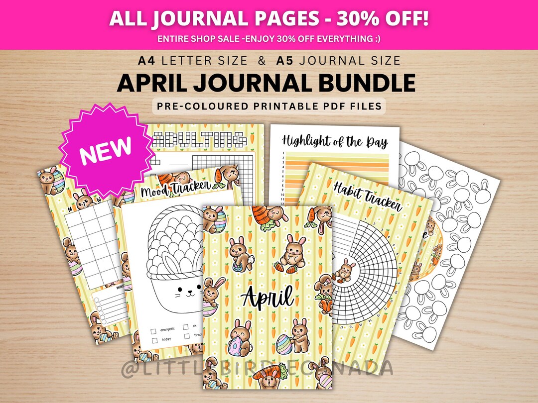 April Journal Bundle - Easter Bunny - PRINTABLE Journal Pages - PRE ...