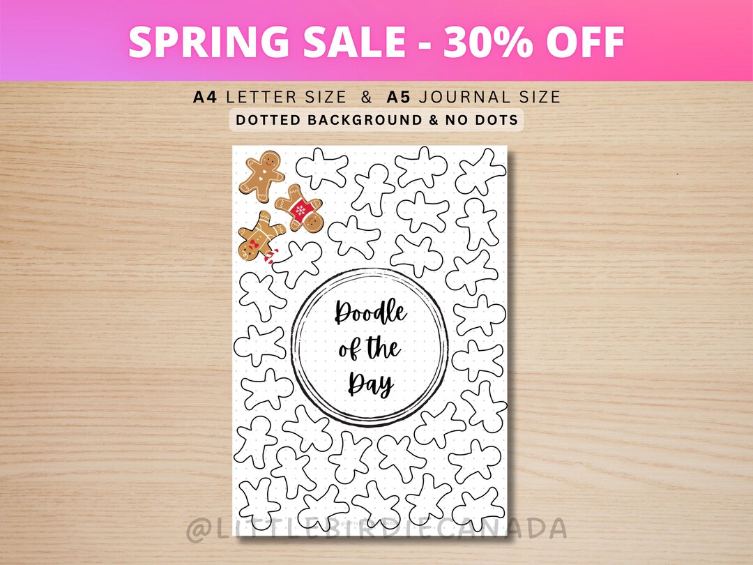 Gingerbread Doodle of the Day - PRINTABLE Journal Page - Planner Page ...