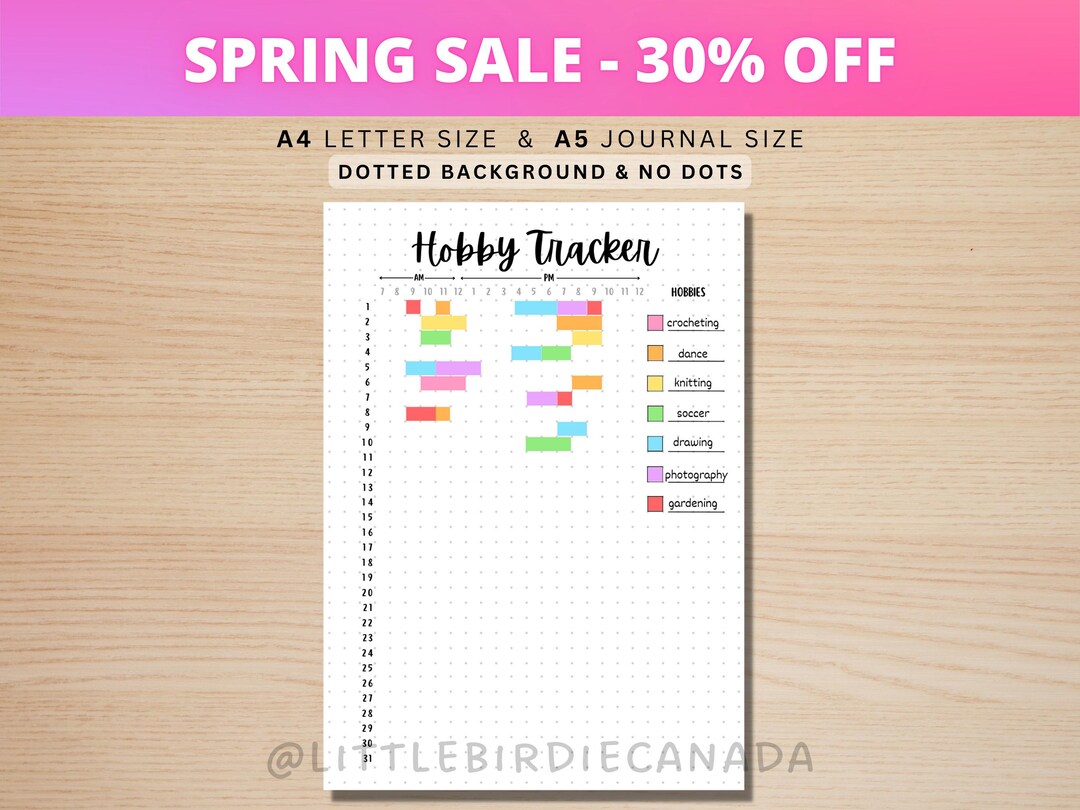 Hobby Tracker - PRINTABLE Journal Page - Habit Tracker - Hobby Journal ...