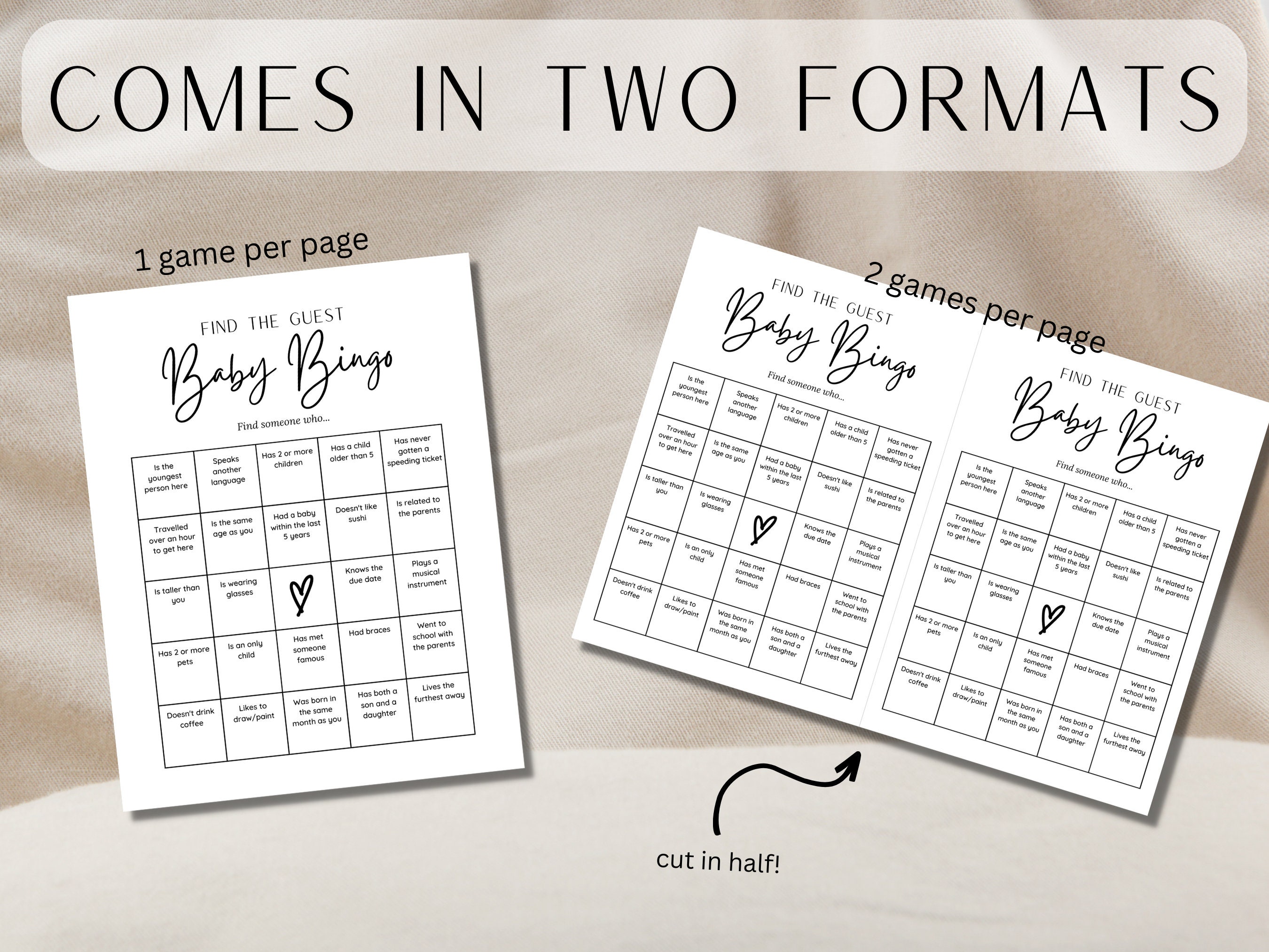 Baby Bingo Game Baby Shower Party Game Find the Guest Game - Etsy