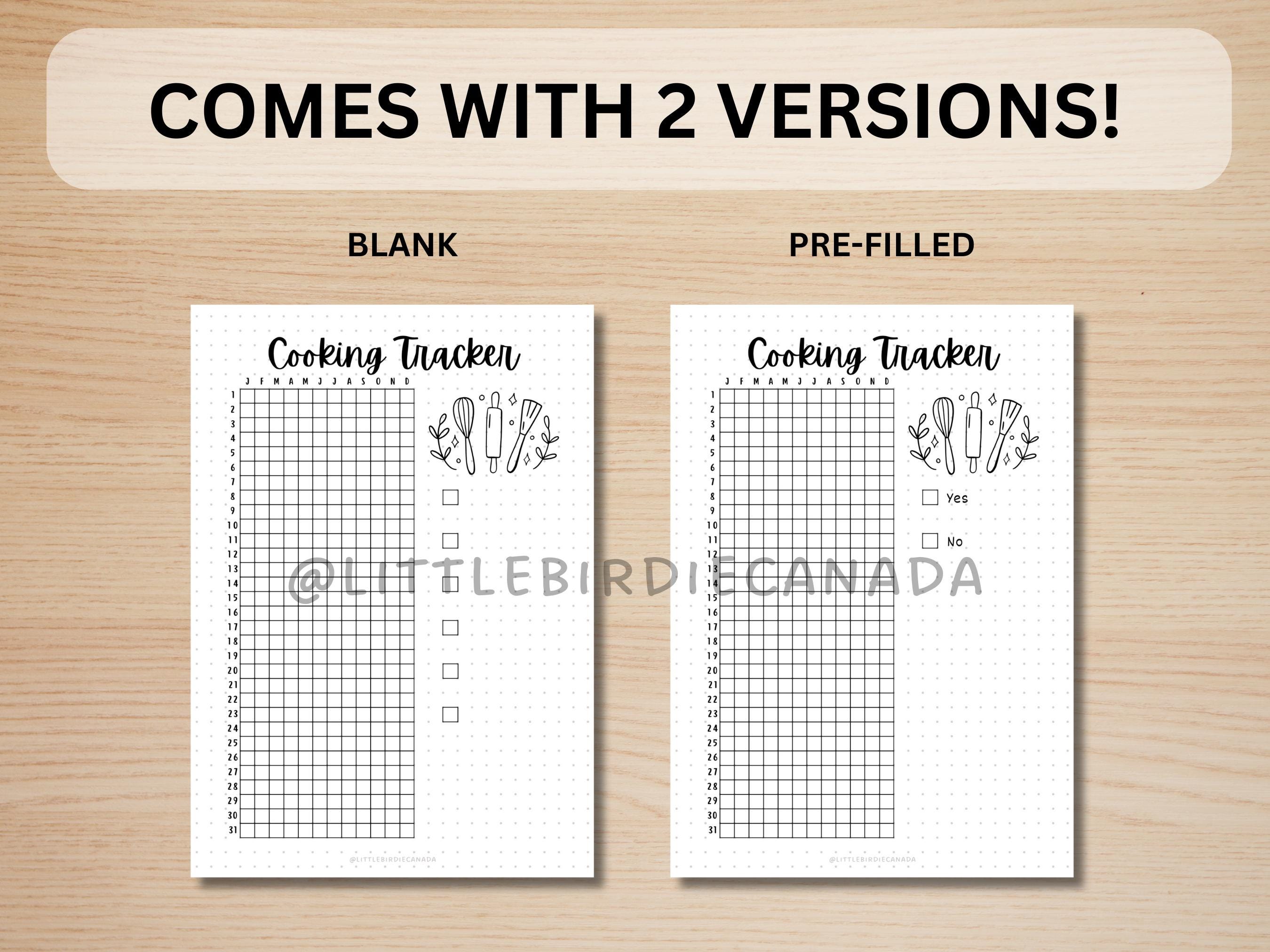 Cooking Tracker - PRINTABLE Journal Page - Planner Page - Tracking ...
