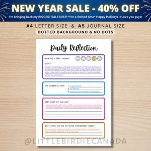 Daily Reflection Journal PRINTABLE Gratitude Journal Page Planner Page ...