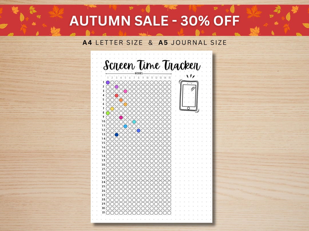 Screen Time Tracker Monthly PRINTABLE Journal Page Planner Page Monthly ...