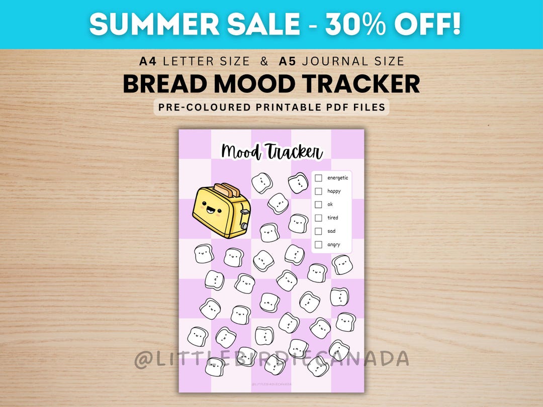 Bread Mood Tracker - PRINTABLE Journal Page - Colored Journal Page - Etsy