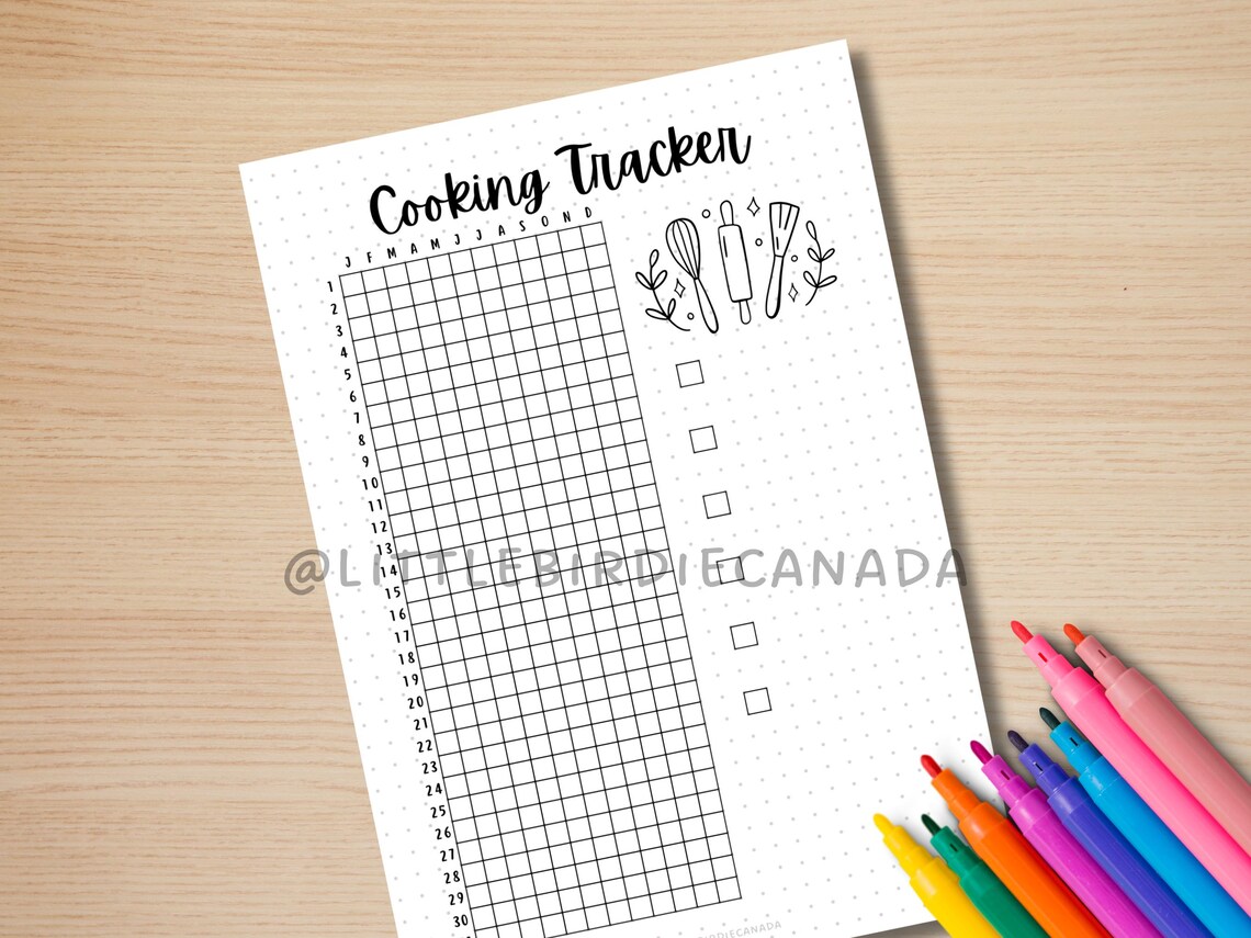 Cooking Tracker - PRINTABLE Journal Page - Planner Page - Tracking ...