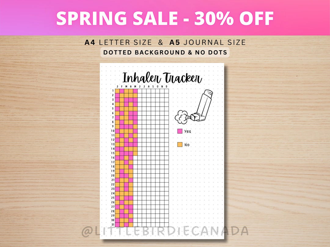 Inhaler Tracker - PRINTABLE Journal Page - Asthma Tracker - Health ...