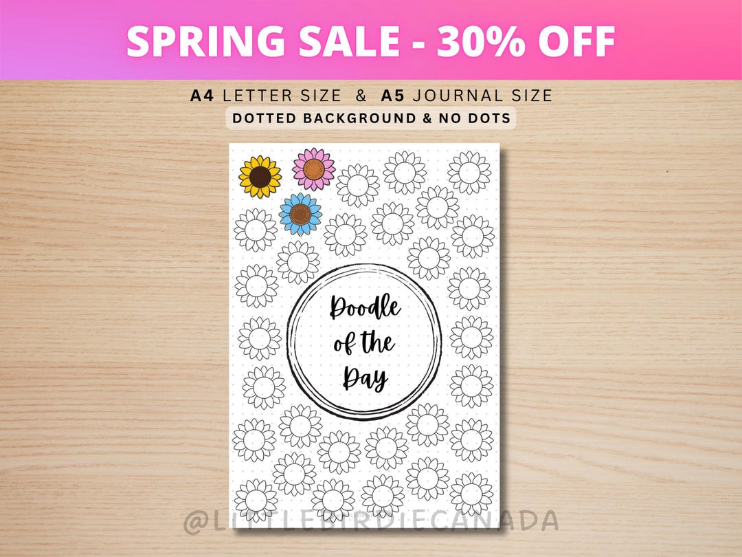 Flower Doodle of the Day PRINTABLE Journal Page Planner Page Drawing ...