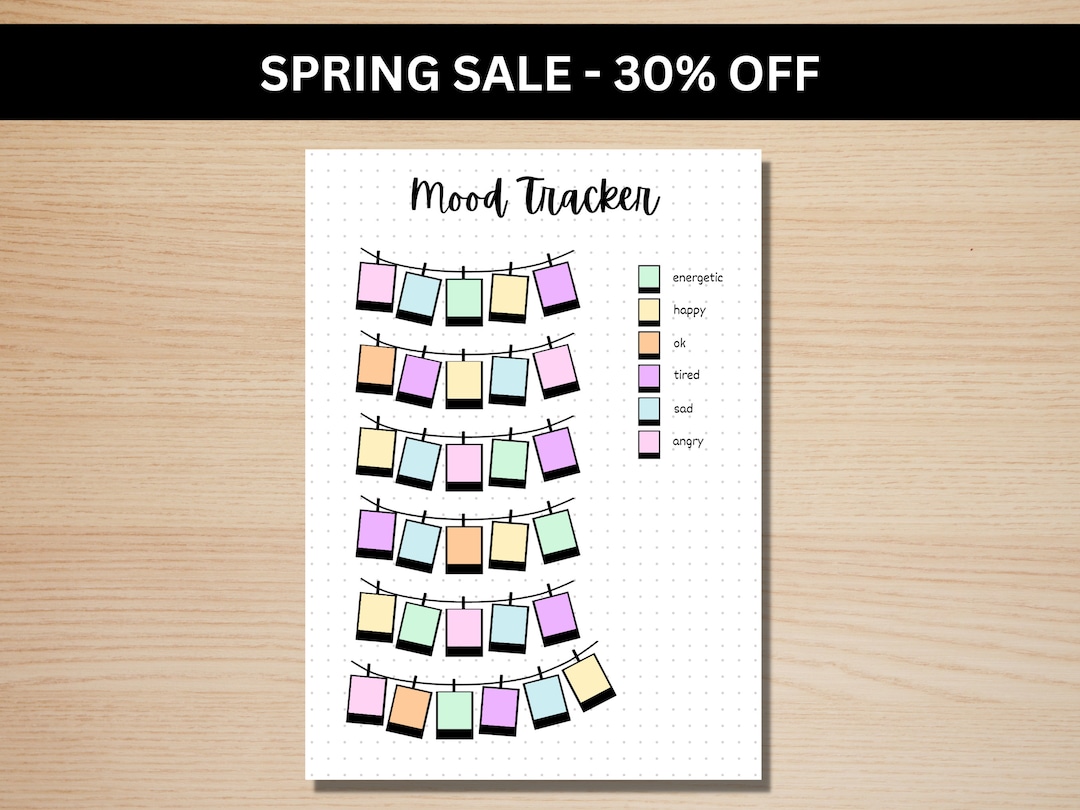 Polaroid Mood Tracker A5 Journal Page PRINTABLE Tracker Daily Tracker ...