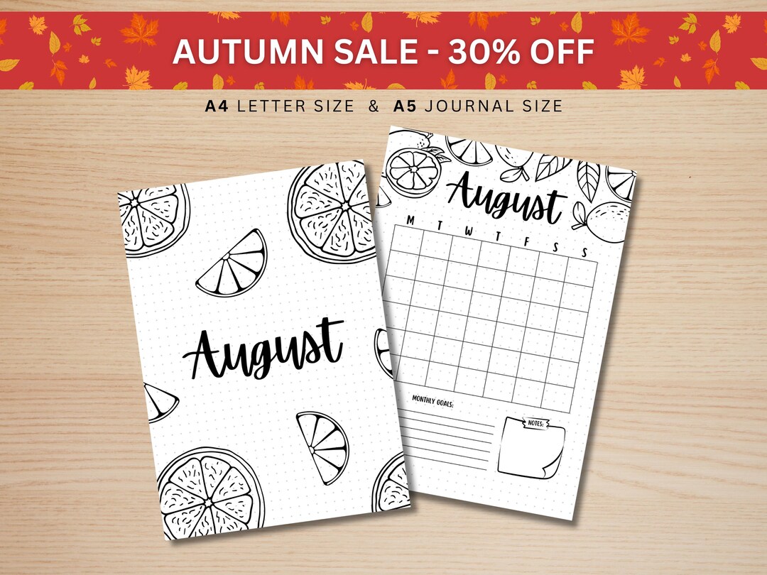 August Title Page August Calendar PRINTABLE Calendar Printable Title ...