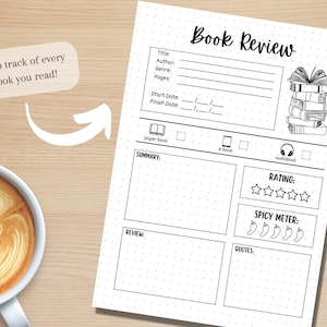 Book Review - PRINTABLE Journal Page - Planner Page - Bookclub Book ...