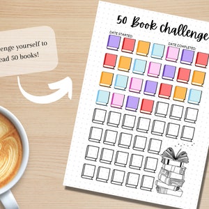 50 Book Reading Challenge - PRINTABLE Journal Page - Reading Tracker ...