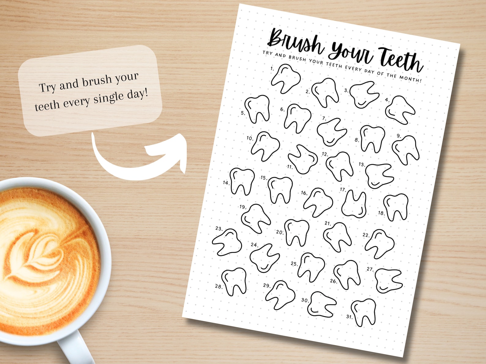 Brush Your Teeth - PRINTABLE Journal Page - Kids Teeth Brushing Tracker ...