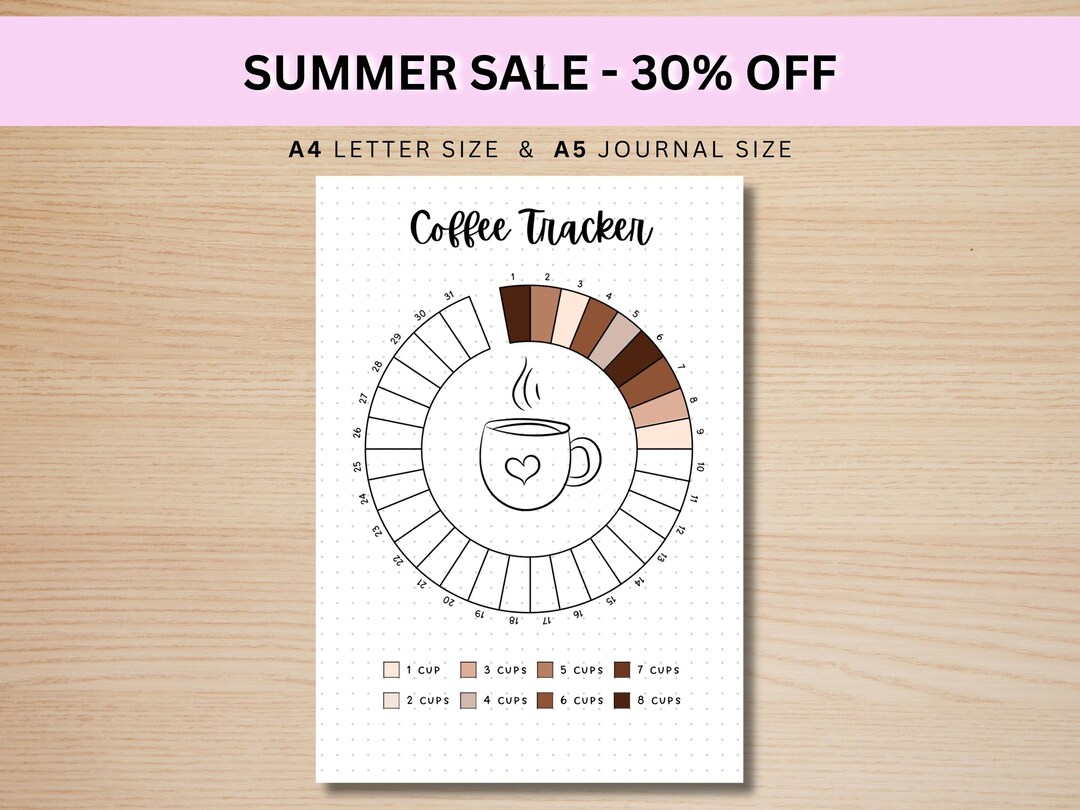 Coffee Tracker PRINTABLE Journal Page Planner Health Tracker Caffeine ...