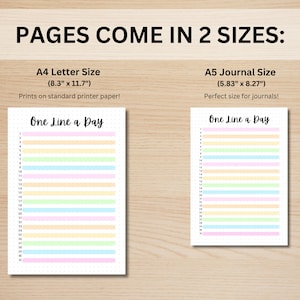 One Line A Day - PRINTABLE Journal Page - Planner Page - Memory Tracker ...