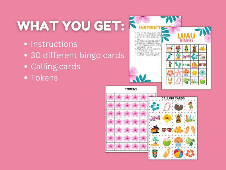 Luau Bingo Cards Hawaiian Bingo Aloha Bingo Luau Party Games - Etsy