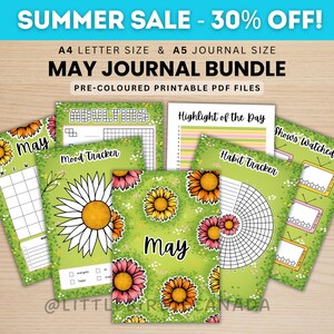 May Journal Bundle - Flowers - PRINTABLE Journal Pages - PRE-COLOURED ...