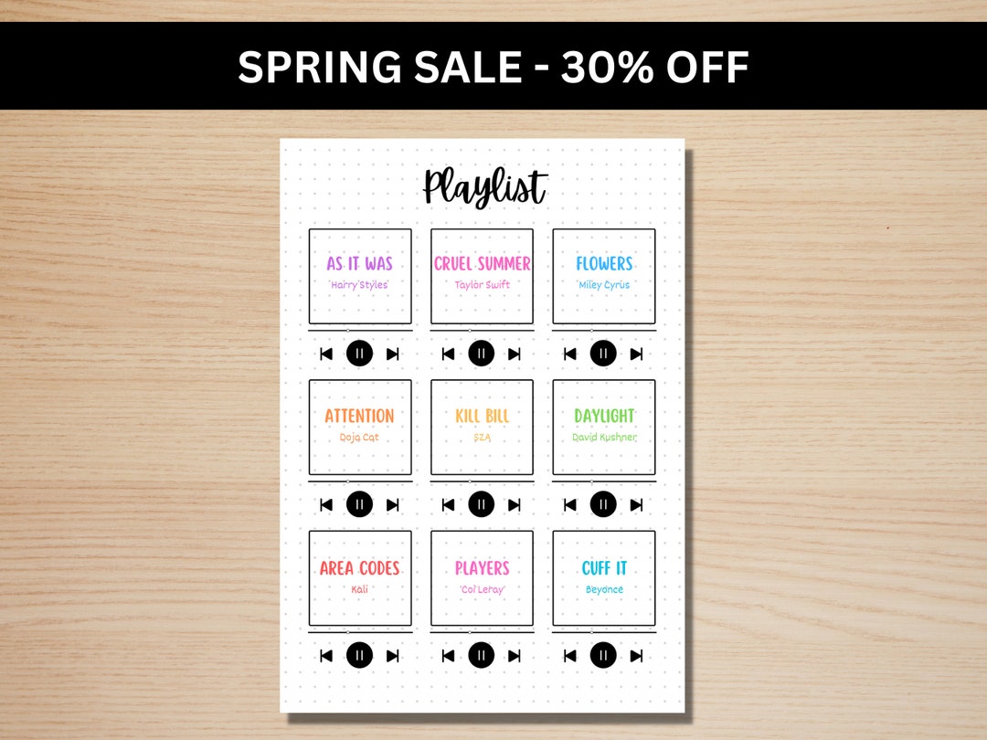 Monthly Music Playlist Page A5 Journal Page PRINTABLE Monthly Playlist ... Monthly Music Playlist Page A5 Journal Page PRINTABLE Monthly Playlist ...