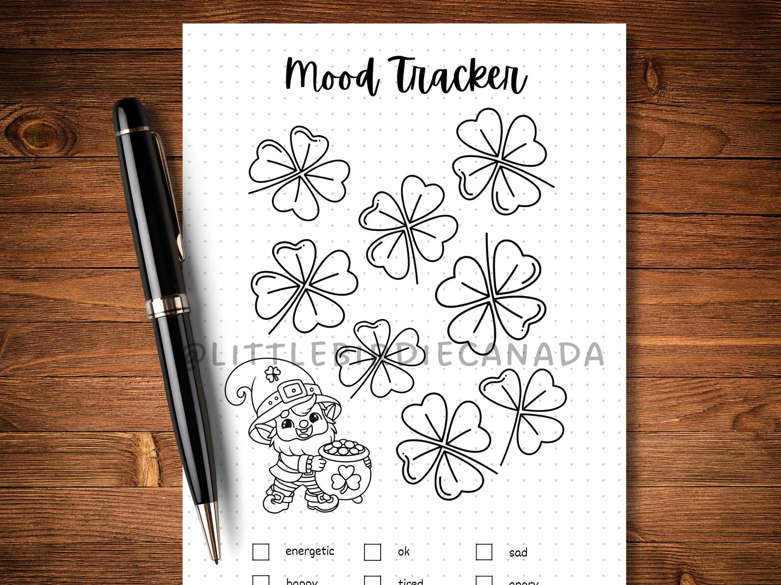 Four Leaf Clover Mood Tracker - PRINTABLE Journal Page - St Patricks ...