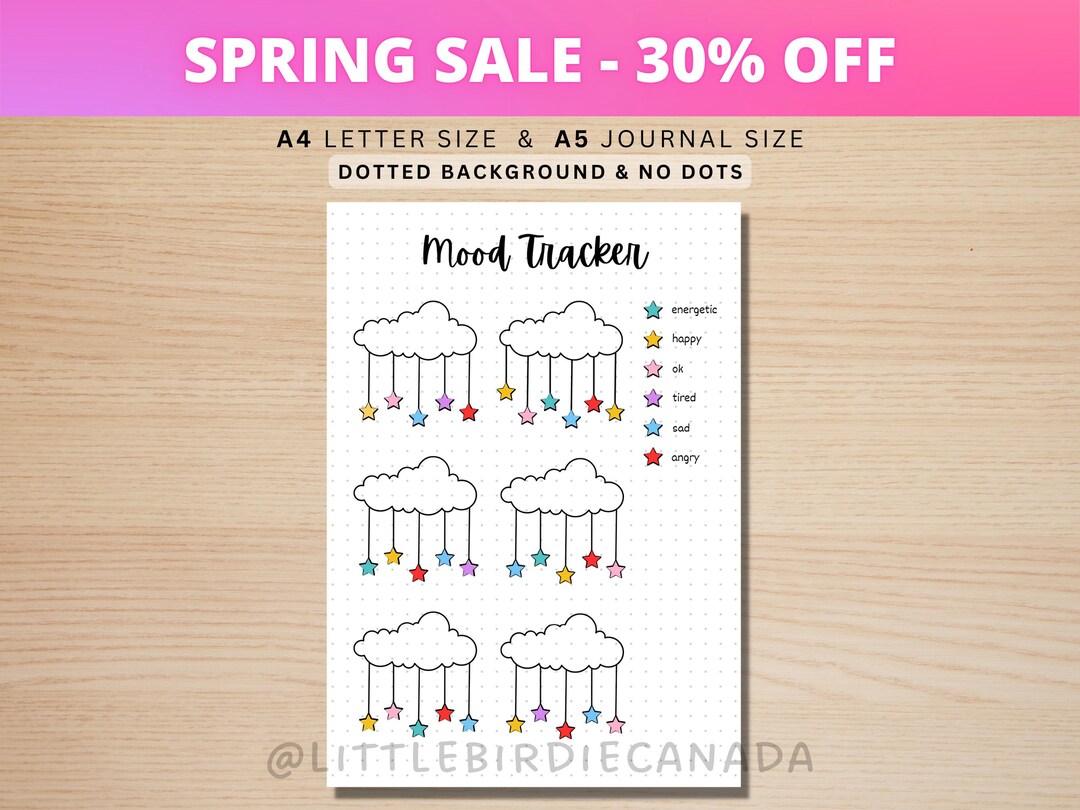 Cloud and Stars Mood Tracker - PRINTABLE Journal Page - Planner Page ...