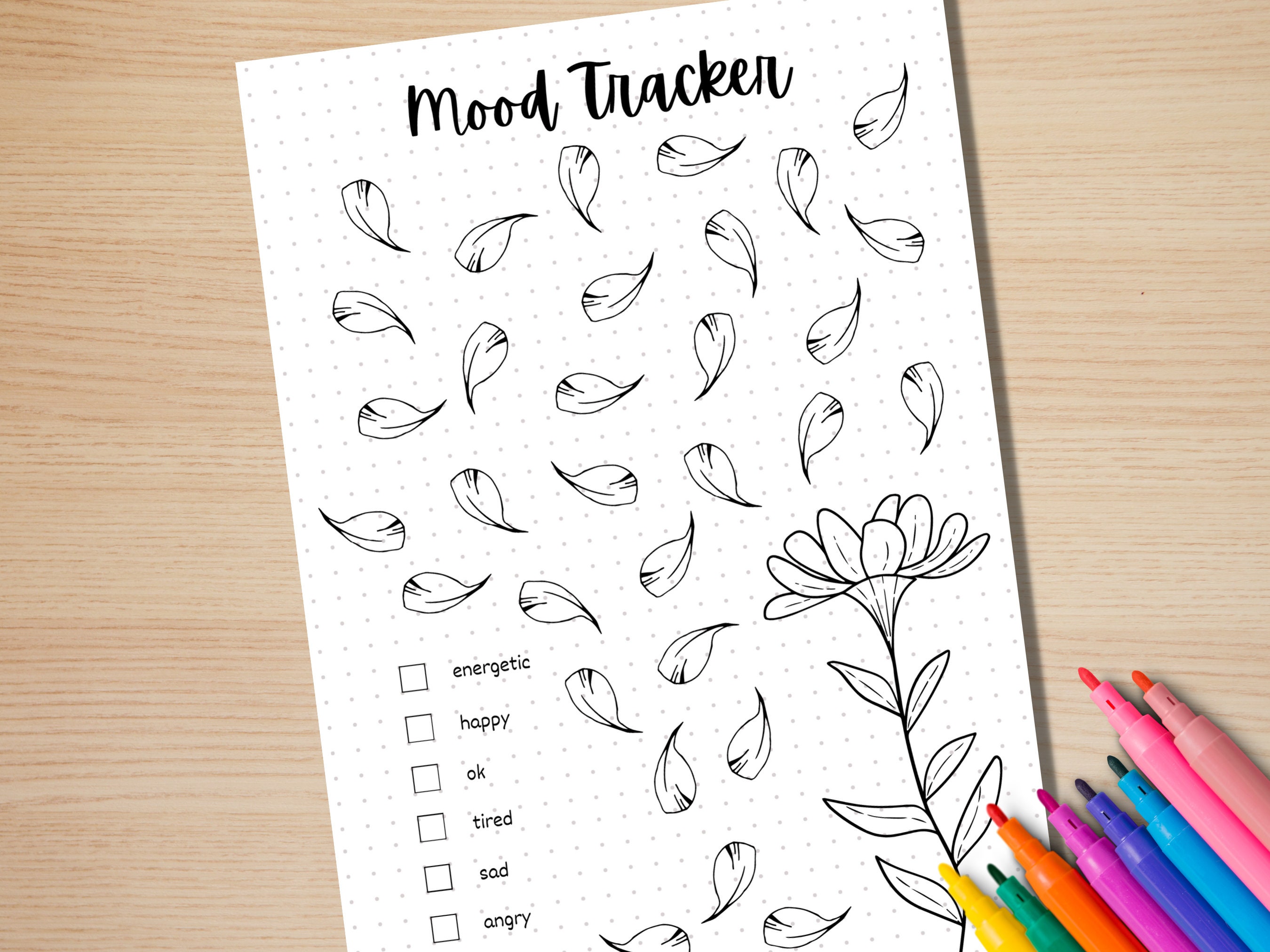 Flower Mood Tracker - PRINTABLE Journal Page - Planner Page - Feelings ...