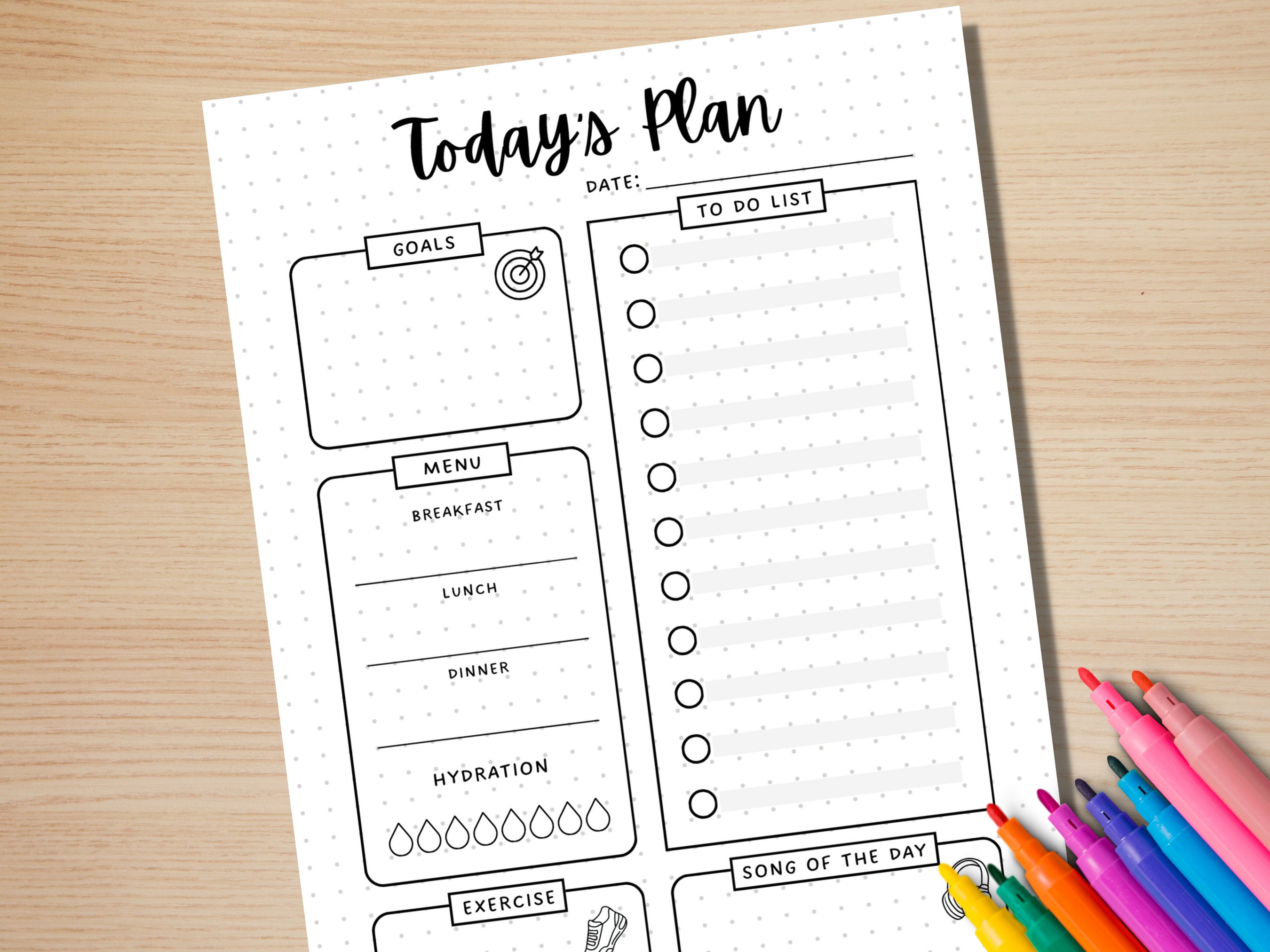 Todays Plan - Daily Planner Page - Daily Agenda Pages - PRINTABLE ...