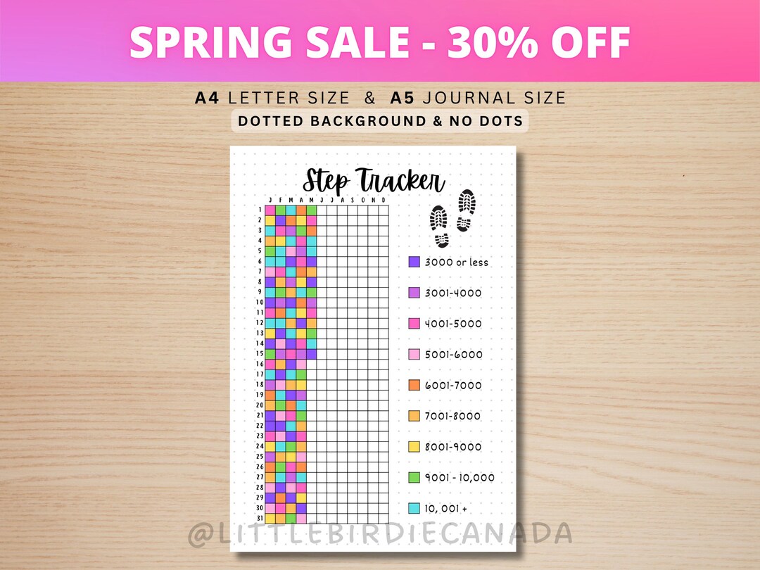 Step Tracker Yearly - PRINTABLE Journal Page - Planner Page - Fitness ...