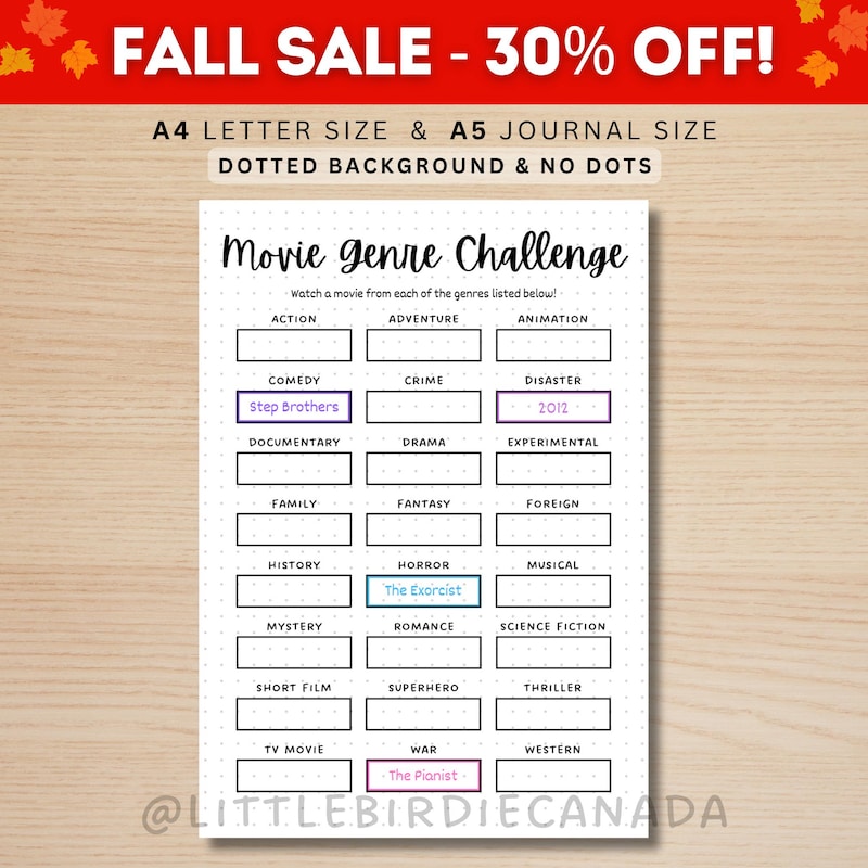 Reading Genre Challenge - Etsy