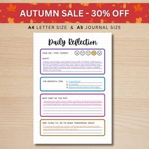 Daily Reflection Journal PRINTABLE Gratitude Journal Page Planner Page ...
