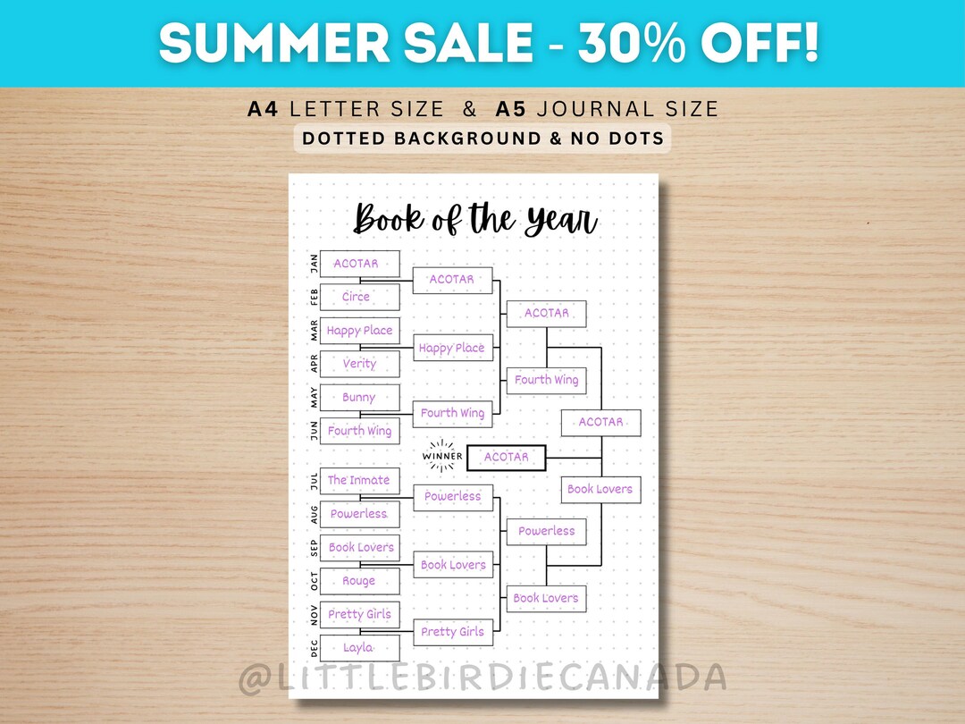 Book of the Year - PRINTABLE Journal Page - Planner Page - Book Journal ...
