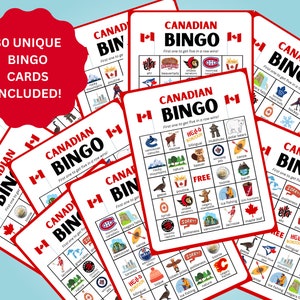 Canada Bingo Game Canadian Bingo Canada Day Activity Summer Game for ...