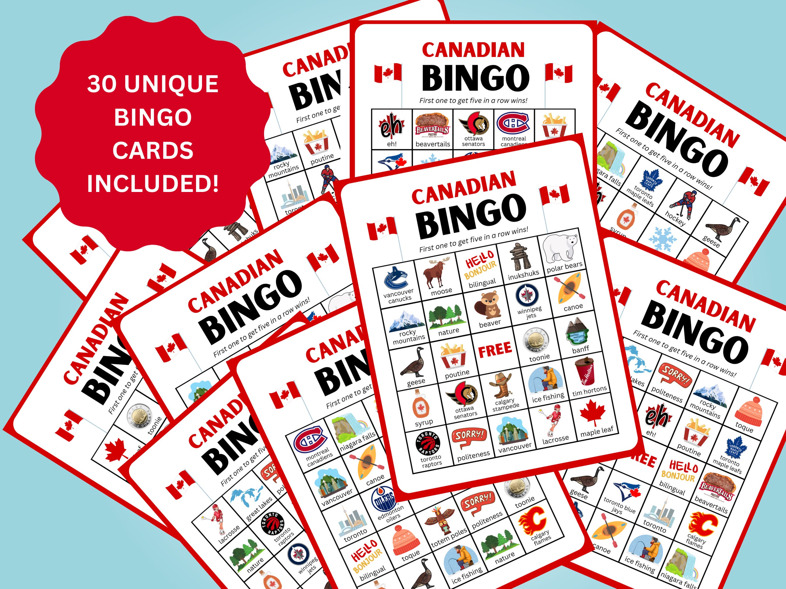 Canada Bingo Game Canadian Bingo Canada Day Activity Summer - Etsy