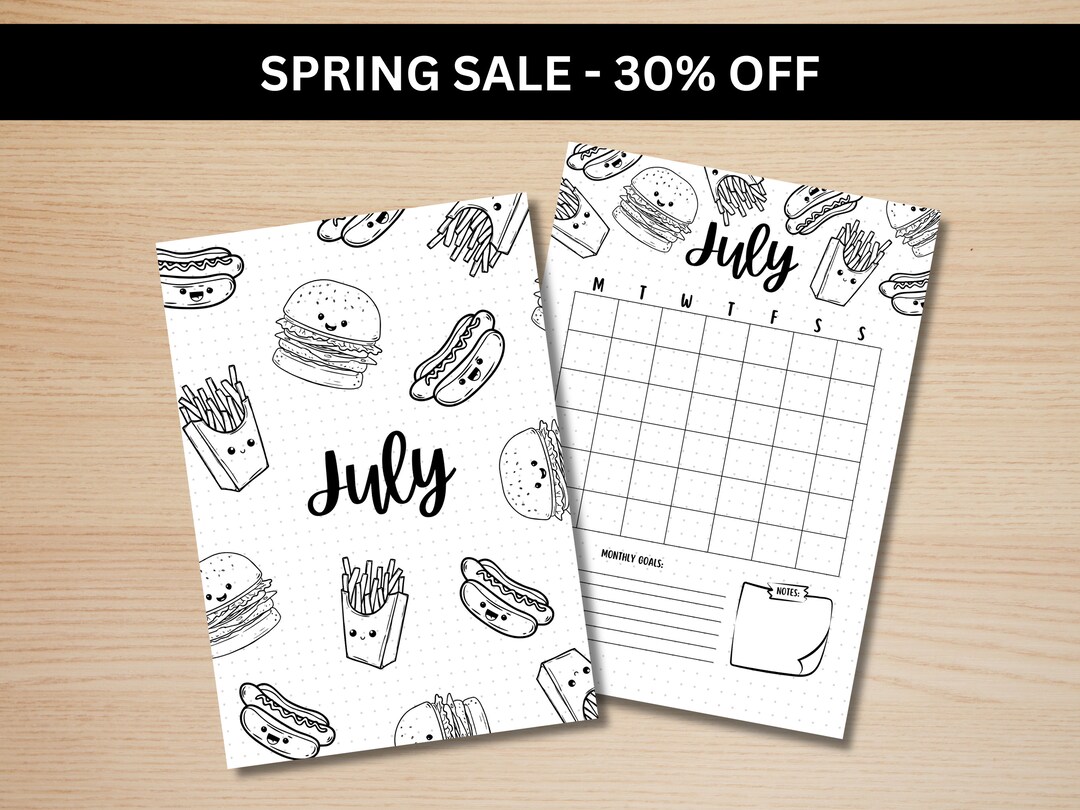 July Title Page July Calendar PRINTABLE Calendar Printable Title Page ...