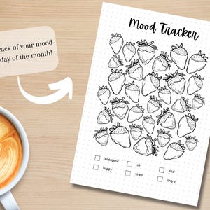 Strawberry Mood Tracker - PRINTABLE Journal Page - Planner Page ...