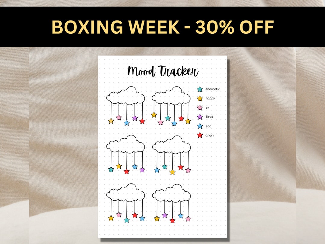 Cloud and Stars Mood Tracker A5 Journal Page Printable Tracker Daily ...