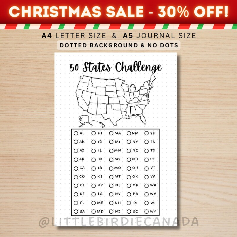 Printable 50 States Map - Etsy