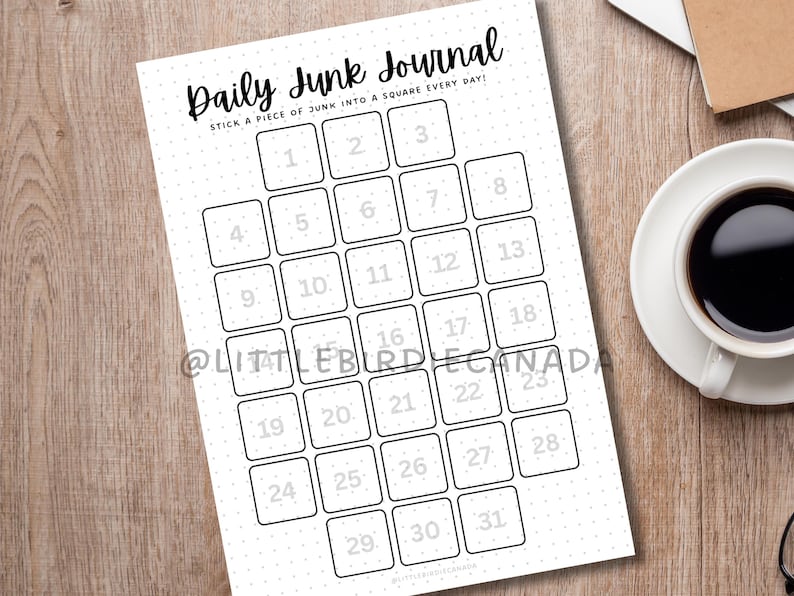 Daily Junk Journal - PRINTABLE Journal Page - Planner Page - Junk ...
