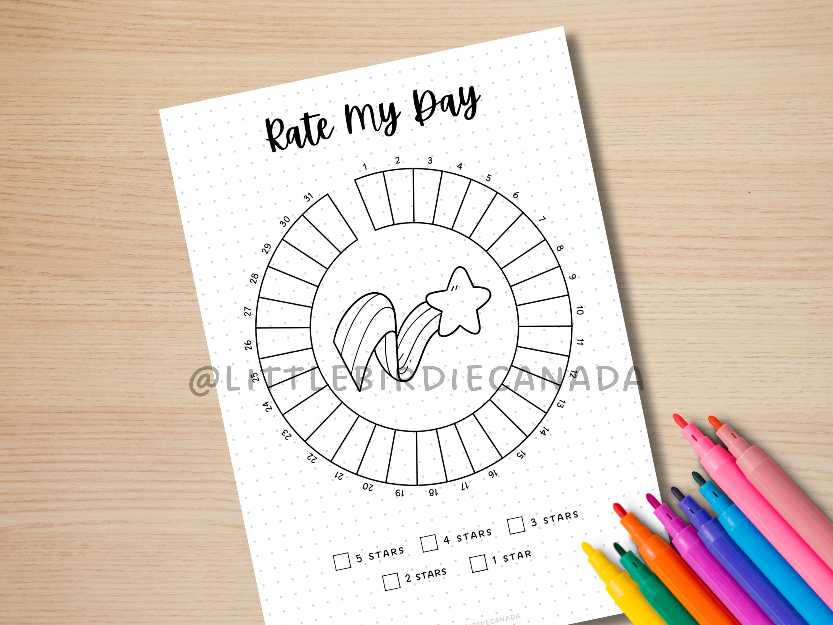 Rate My Day - PRINTABLE Journal Page - Printable Planner Page - Daily ...
