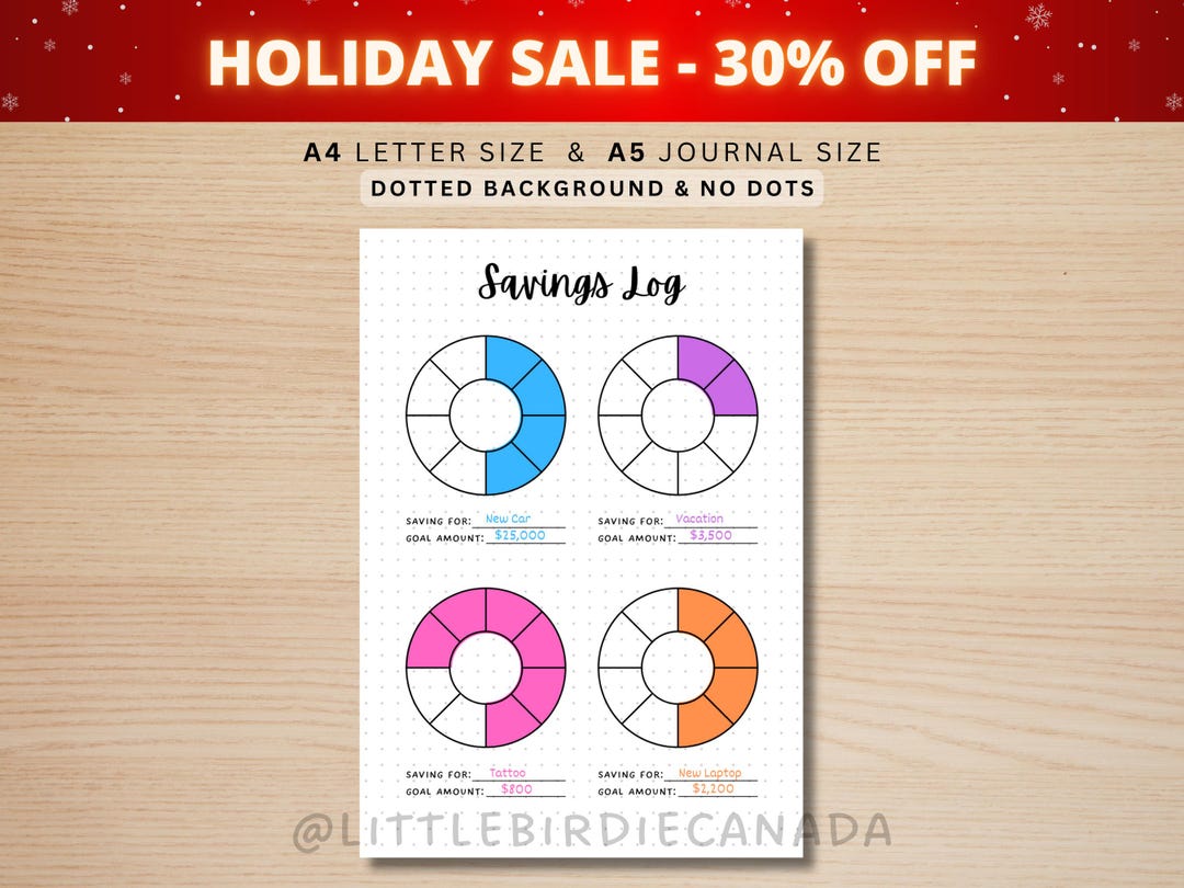 Savings Log PRINTABLE Journal Page Savings Tracker Saving Game Vacation ...