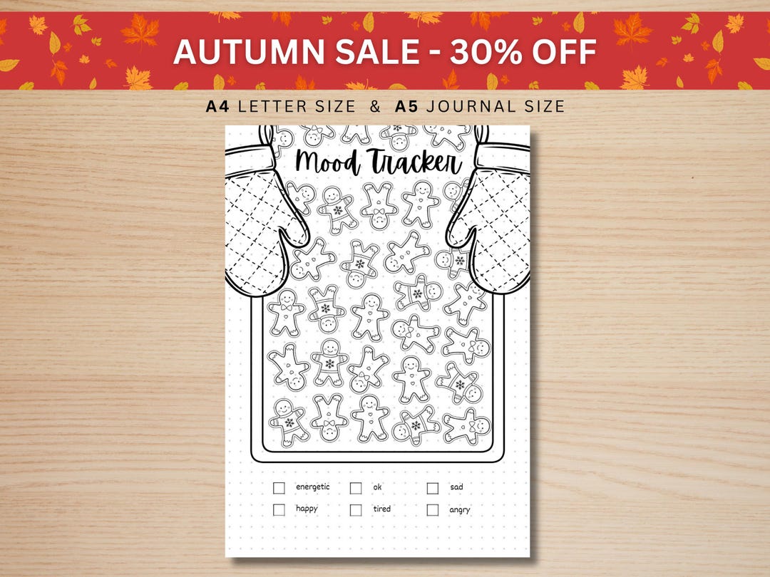 Gingerbread Mood Tracker PRINTABLE Journal Page Planner Page Feelings ...
