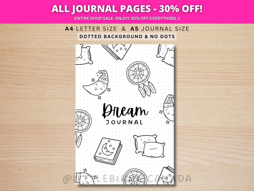 Dream Journal Title Page - PRINTABLE Journal Page - Sleep Journal ...