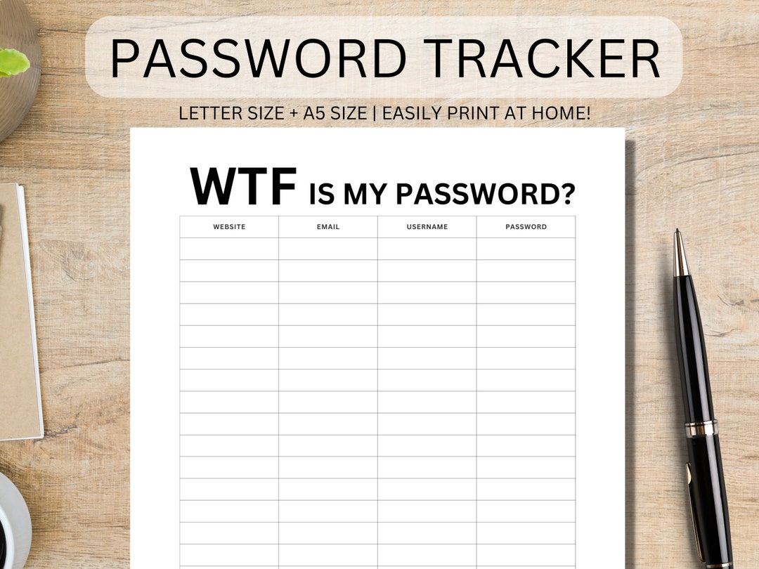 WTF is My Password Tracker - Password Log - Password Organizer ...